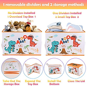 Large Toy Box Chest, Collapsible Sturdy Toy Storage Organizer for Kids, Boys, Girls, 25"x13"x16" Toy Chest Storage Bins with Lids Toy Bins Baskets Boxes for Living Room, Playroom, Nursery, White