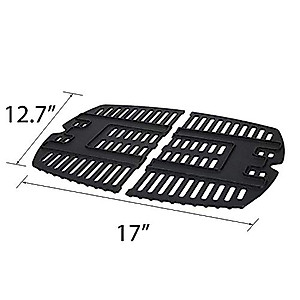 QuliMetal 60040 Grill Burner and 7644 Cooking Grates for Weber Q100, Q120, Q140, Q1000, Q1200, Q1400 Series Gas Grills