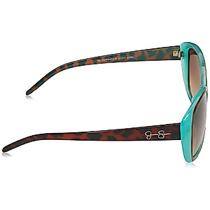 Jessica Simpson Womens J5012 Retro Cat Eye Sunglasses With Uv400 Protection. Glam Gifts For Her, 56 Mm, Animal & Blue, 56 Mm US