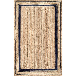 nuLOOM Rikki Coastal Braided Jute Area Rug, 4x6, Navy