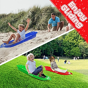 3Pack Plastic Snow Sled for Kids & Adults 35" x 17" - Flexible Toboggan Sleds with Pull Rope & Two Handles for up to 2 Sledders Winter Snow Sledding Downhill Outdoor, S