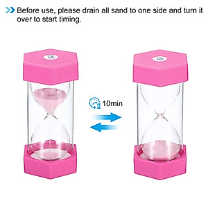 PATIKIL 10, 30 Minute Sand Timer, 2pcs Hexagon Small Sandy Clock with Plastic Cover, Count Down Sand Glass for Games, Kitchen, Party Favors DIY Decoration, Yellow, Orange