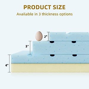 DWVO Mattress Topper Queen, 3 Inch Cooling Memory Foam Mattress Topper, Soft Vents Holes Bed Topper with Breathable Washable Ice-Touch Fabric Cover for Pressure Relief, CertiPUR-US Certified