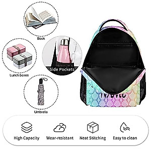 Aicihert Custom Cute Mermaid Tai Kid Backpack Personalized Kid's Name Text Children School Bag Customized Bookbag Backpack for Boys Girls Student