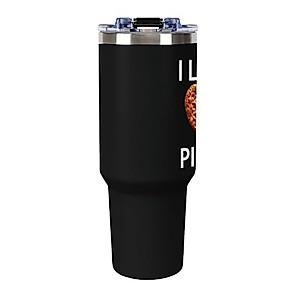 I Love Pizza 40 Oz Car Cup Stainless Steel Travel Mug Leak-Proof Insulated Tumbler with Handle Light Rose Red-style
