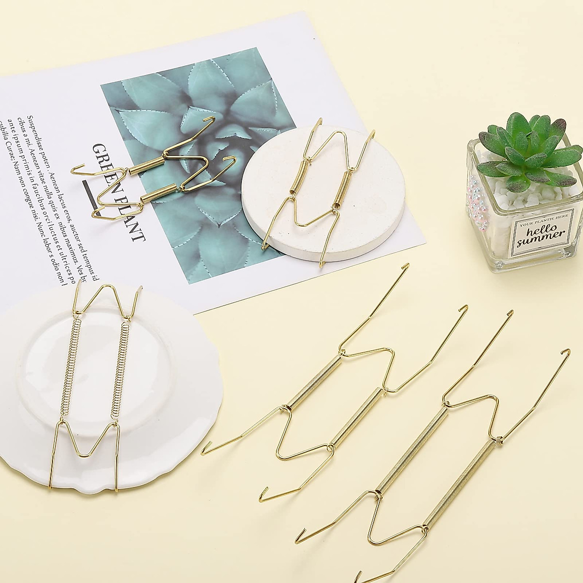 Tbestmax 30 Pcs Plate Hangers for The Wall-6 Size-4 6 8 10 12 14 Inch and 30 Pcs Wall Hooks to Antique Plates and Arts Decor