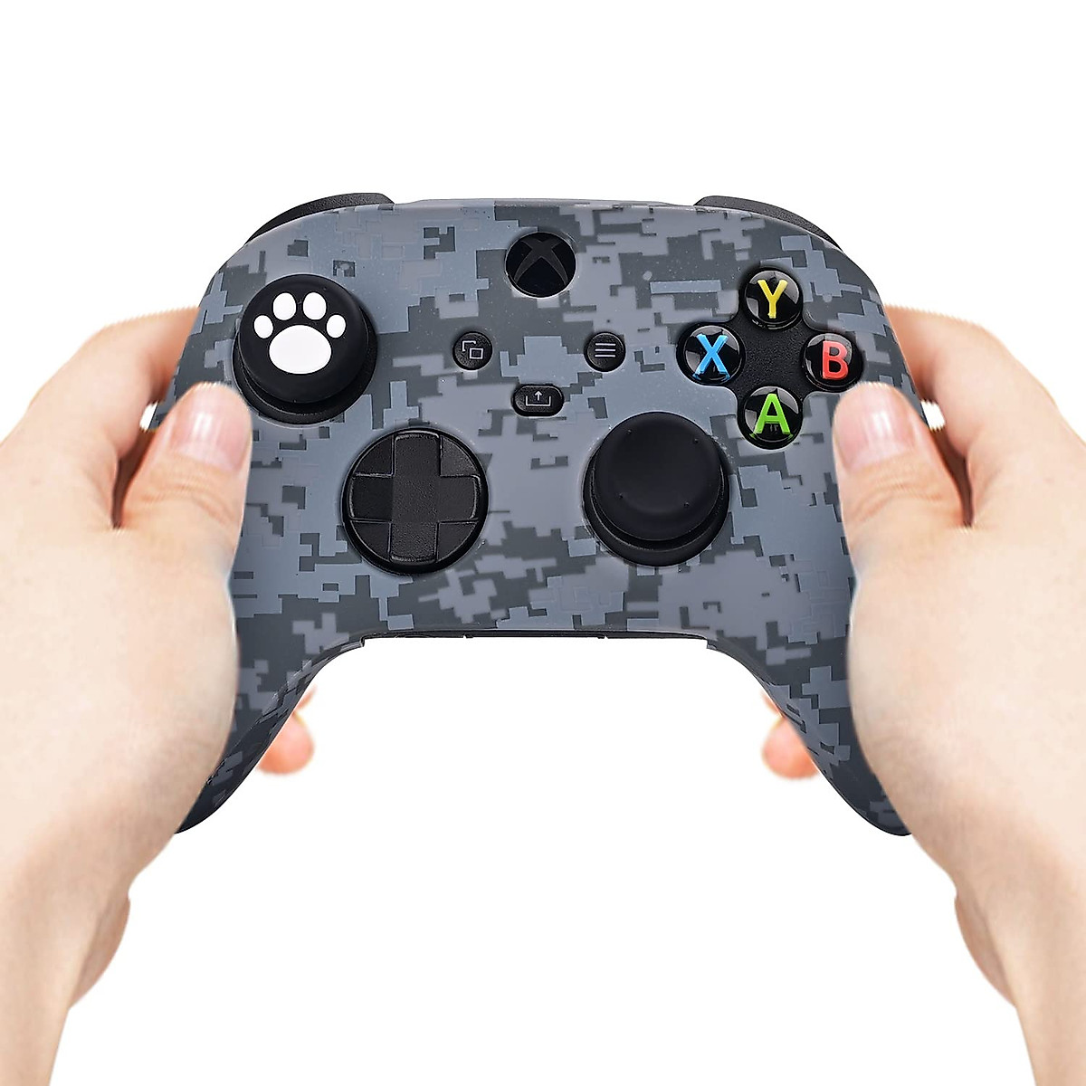 G-STORY 2PCS Camo Silicone Cover Skin for Xbox Series X Series S Controller, Anti-Alip Soft Rubber Case Protector for Xbox Series X Series S Controller with 8 Black Thumb Grip Caps