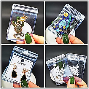 USChoice Anti Tarnish Jewelry Zipper Bags 60 Pack, Plastic Jewelry Packaging Bags Small Ziplock Bags for Jewelry PVC Bolsitas Para Joyeria for Earring Bead Storage (2.75" x 1.97")