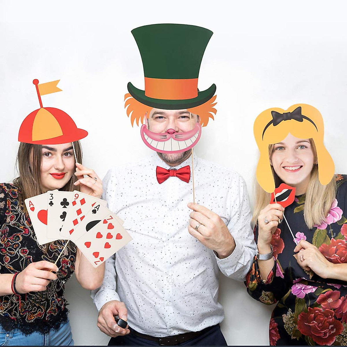 Alice in Wonderland Photo Booth Props, 40pcs Alice in Wonderland Props, Alice in Wonderland Party Decorations by Tvorvik, Mad Hatter Tea Party Decorations for Tea Party, Alice in Wonderland Party