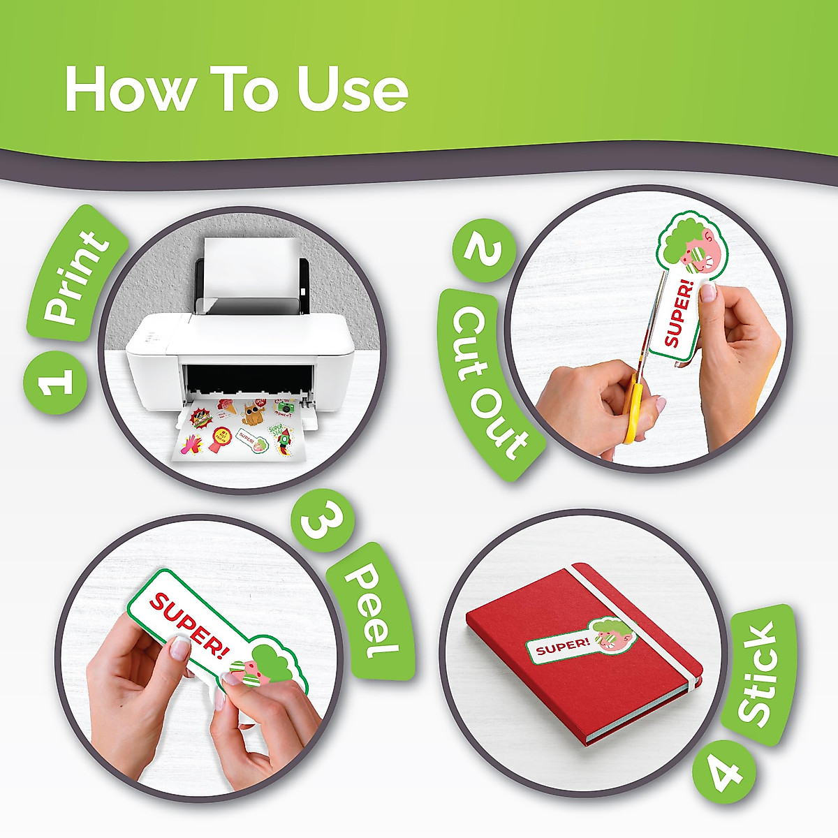 Premium Printable Vinyl Sticker Paper for Inkjet & Laser Printer - 34 Sheets Self-Adhesive Sheets Matte White Waterproof, Dries Quickly Vivid Colors, Holds Ink well- Tear Resistant