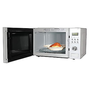 Emerson MW1101W Microwave Oven with Timer & LED Display 1000W, 10 Power Levels, 6 Pre-Programmed Settings, Removable Glass Turntable with Child Safe Lock, 1.1 Cu. Ft, White