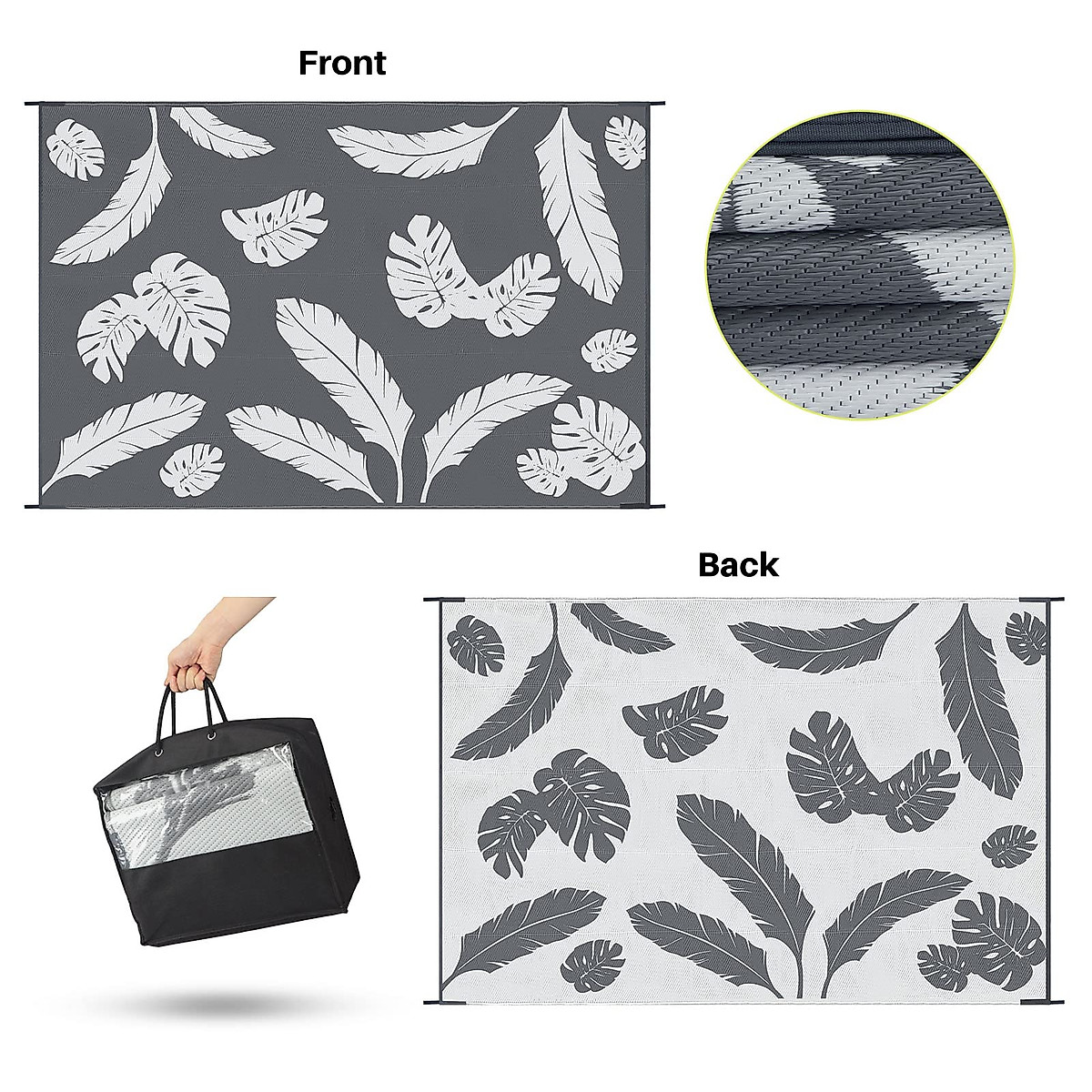 Lavezee Outdoor Rugs 6x9 Waterproof Indoor Outdoors Camping Area Rug for Patio, RV, Picnic, Bedroom, Kitchen, Reversible Portable Large Floor Mat