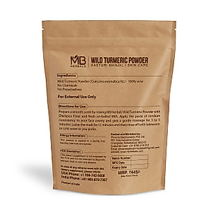 MB Herbals Wild Turmeric Powder 8 oz / 0.5 LB | Organic-Cultivated Kasturi Manjal| Amba Haldi | Kasturi Turmeric | No Preservatives | Chemical Free | For Face Packs & Face Mask