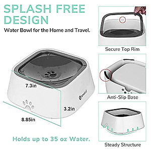 LumoLeaf Dog Water Bowl, Dog Bowl No-Spill Pet Water Bowl 35oz, Slow Water Feeder Dog Bowl, Vehicle Carried Dog Water Bowl for Dogs/Cats/Pets