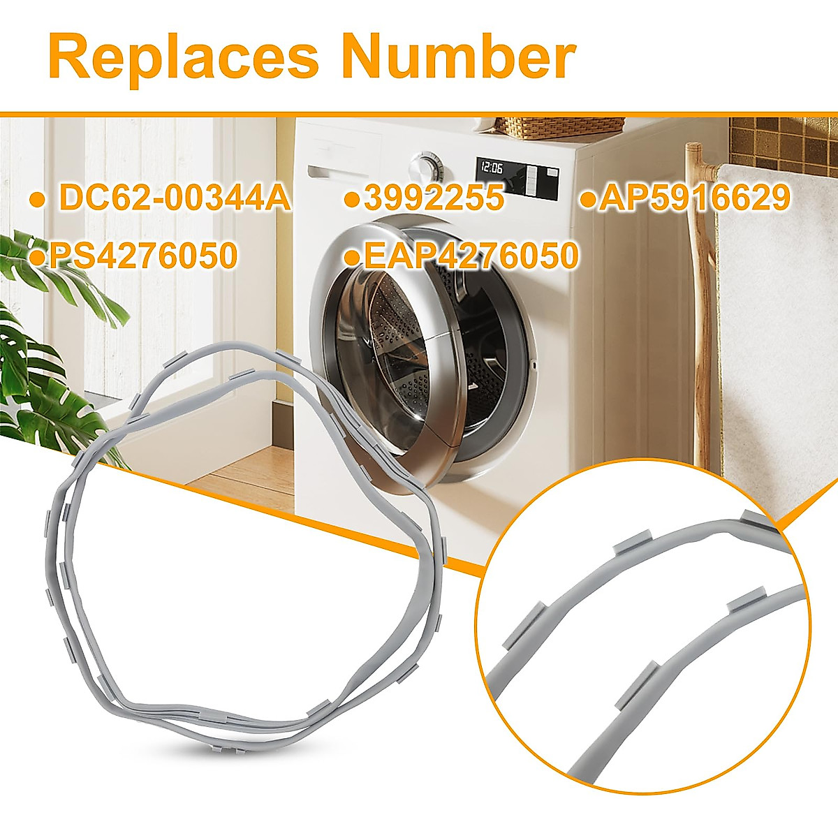 DC62-00344A Dryer Front Panel Air Seal Compatible with samsung Dryer(Some Models), Such as DV48H7400GW, DV400GWHDWR, etc. Part Number: AP5916629, PS4276050