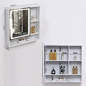 ZAYEN Bathroom Mirror Cabinet, Wall Mounted Bathroom Storage Cabinet with Smart Touch Switch Makeup Mirror Multifunctional Defogging Metal Aluminum Vanity Mirror Cabinet