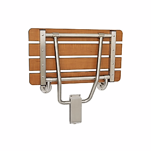 Seachrome 22-inch x 15-inch in ADA Folding Wall Mount Bathroom Shower Seat Bench, Teak Phenolic Seat