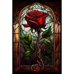 Aestalrcus Rose Diamond Painting Kits for Adults,Rose Diamond Art Kits for Adults,Rose Gem Art Kits for Adults for Home Wall Decor 16x12inch