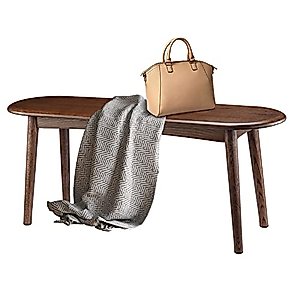 Fancyarn Wood Bench, 47" L FAS Grade 100% Solid Oak Wood Bench w/Rounded Corner, Large Comfortable Seat, Firm Mortise & Tenon Structure, Long Bench for Dining Room, Entryway, Bedroom