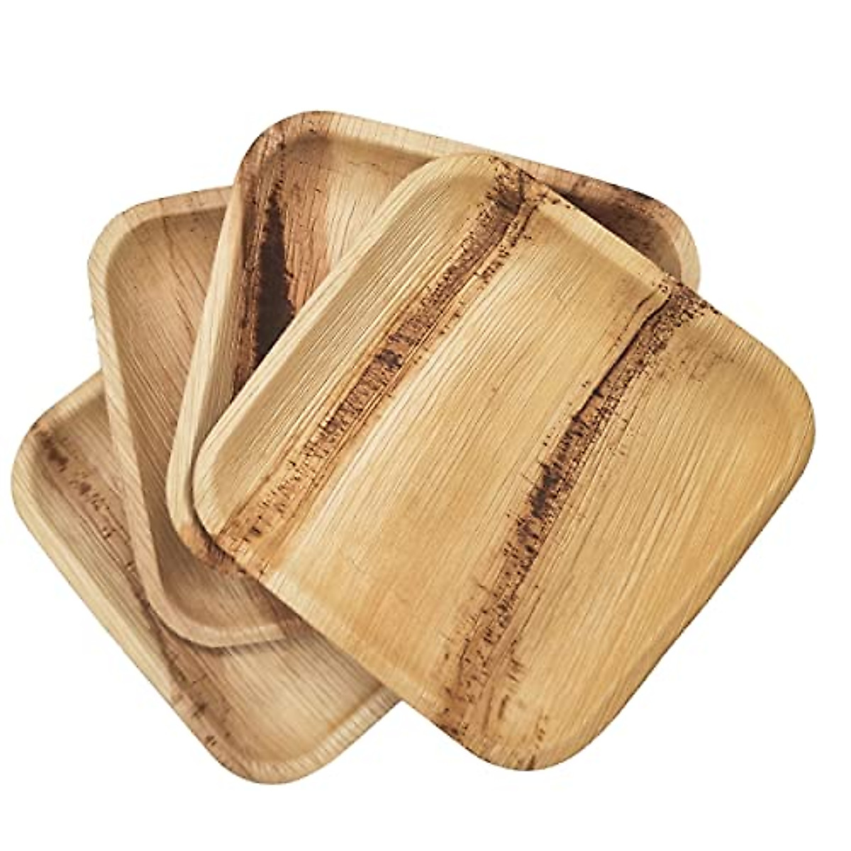 Dtocs Palm Leaf Plates Pack 50, 7 Inch Square | Eco-friendly, Compostable, Natural, Biobased, Organic Disposable Party Plates For Wedding, Camping, Birthday Dinner | Better Than Bamboo, Paper Plates.