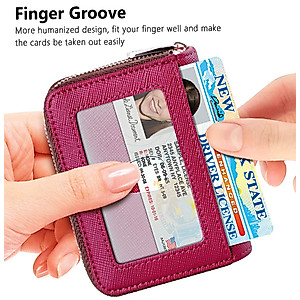 FurArt Credit Card Wallet, Zipper Card Cases Holder for Men Women, RFID Blocking, KeyChain Wallet, Compact Size