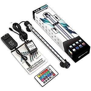GreenSun LED Aquarium Light, Fish Tank Light with Remote Control, IP68 Submersible Waterproof Strip Bar Light,RGB Color Changing, 3.8 Watts 11inch/28cm