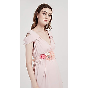 FANFAN Pregnant Wedding Belt Bridal Applique Sash Belt Maternity Satin Belt Y01 (Blush)