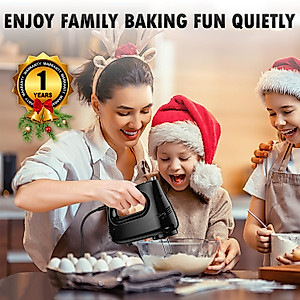 GUALIU Electric Hand Mixer with Stainless Steel Whisk, Dough Hook Attachment and Storage Bag, Handheld Mixer for Baking Cakes, Eggs, Cream Food Mixers. Turbo Boost /5 Speed Kitchen Blender