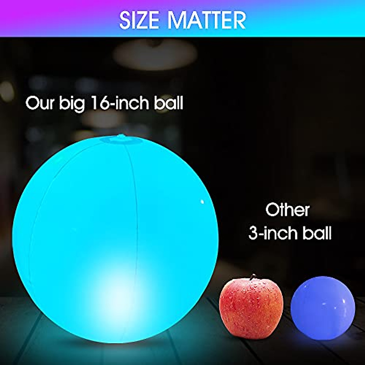 SEMANJLL 2 PCS Floating Pool Lights,16 Colors Changing Remote Control LED Ball Lights,16" IP68 Waterproof Pool Glow Ball Lights, Light Up Glow Balls for Pool Beach Garden Patio Decorative Night Light