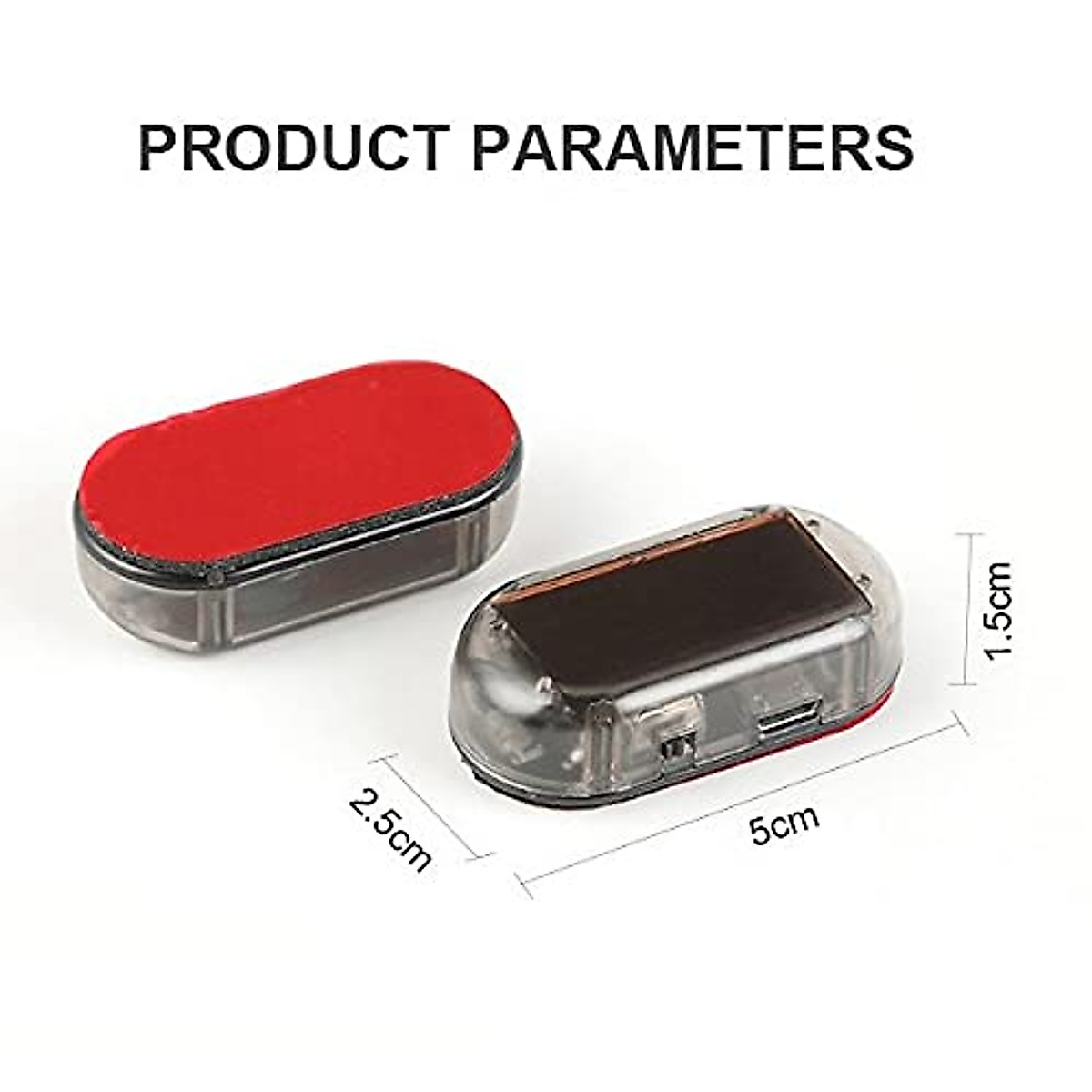 HUWUFUN 2pcs Car Solar Power Alarm Warning System Anti-Theft LED Flashing Security Light Fake Lamp Flash Blinking Lamp with USB Port(Blue+Red)