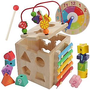 Montessori Mama Baby Activity Cube Montessori Toys for 1 Year Old + Learning Toys for 1+ Year Old Activity Center for Baby, Toddler Educational Toys for 12-18 Months, 1st Birthday Girl Gifts Boys