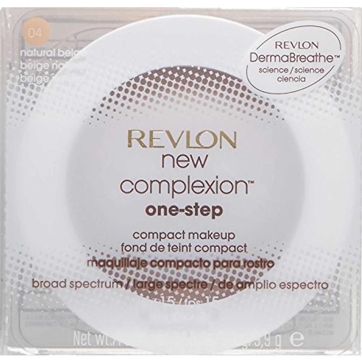 Revlon Foundation, New Complexion One-Step Face Makeup, Longwear Light Coverage with Matte Finish, SPF 15, Cream to Powder Formula, Oil Free, 004 Natural Beige, 0.35 Oz