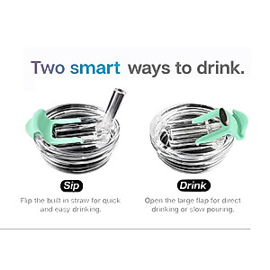 Four Leaf TrustyMate 40 Oz Tumbler with Handle and Built-In Straw Lid, Insulated Leak Proof Stainless Steel Tumbler (Mermaid)