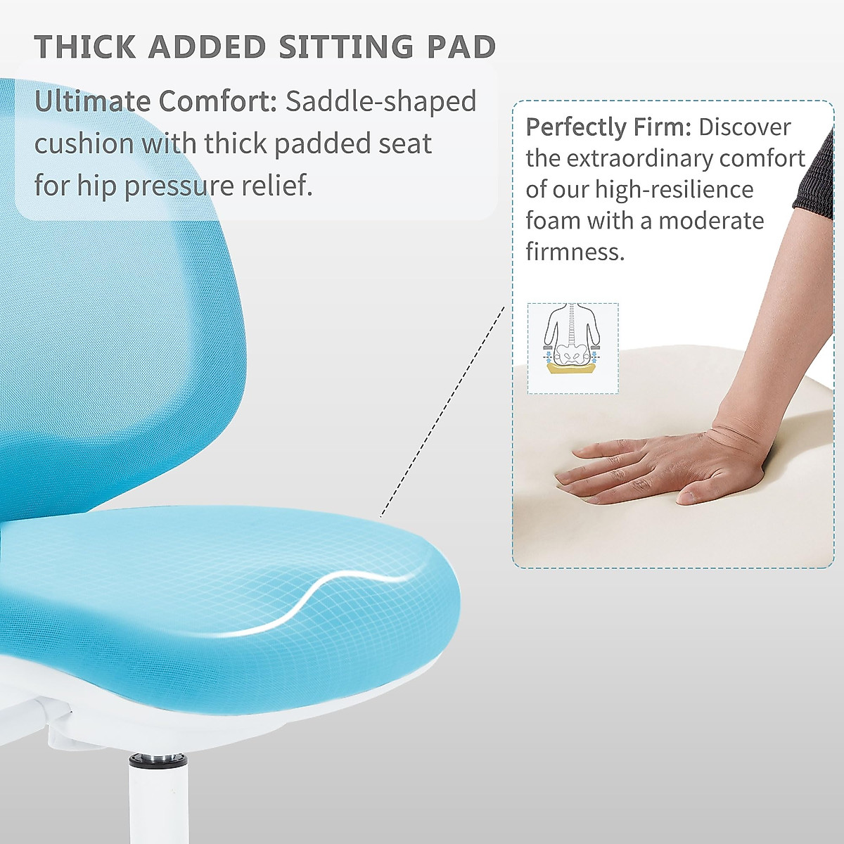 QualiSky Kids Desk Chair, Boy's Girl's Child Children Study Office Computer Chair, Ergonomic Design, Adjustable Height and Seat Depth (Grey) (Sky Blue W/Armrests and Footrest)