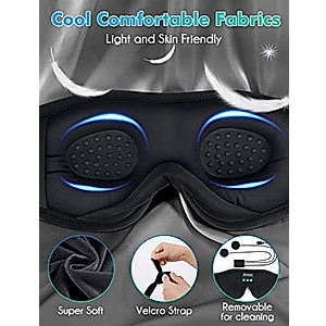 Sleep Headphones, LC-dolida Bluetooth Sleep Mask 3D Wireless Music Sleeping Eye Mask Sleeping Headphones for Side Sleepers Sleep Mask with Bluetooth Headphones Thin Stereo Speakers Gifts for Men Women