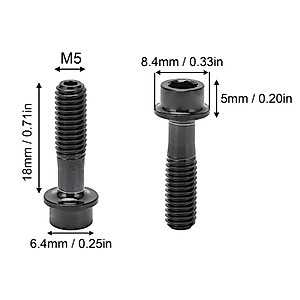 BuyWeek Bike Stem Bolts, 6Pcs M5x18mm Bicycle Stem Fixing Screws Bike Brake Lever Fixing Bolts Screw for Mountain Road Bike Black