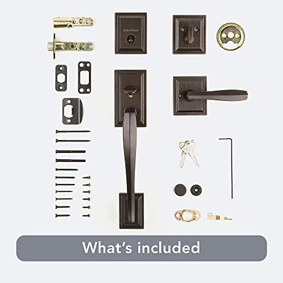 Baldwin Torrey Pines, Front Entry Handleset with Interior Lever, Featuring SmartKey Deadbolt Re-Key Technology and Microban Protection, in Venetian Bronze