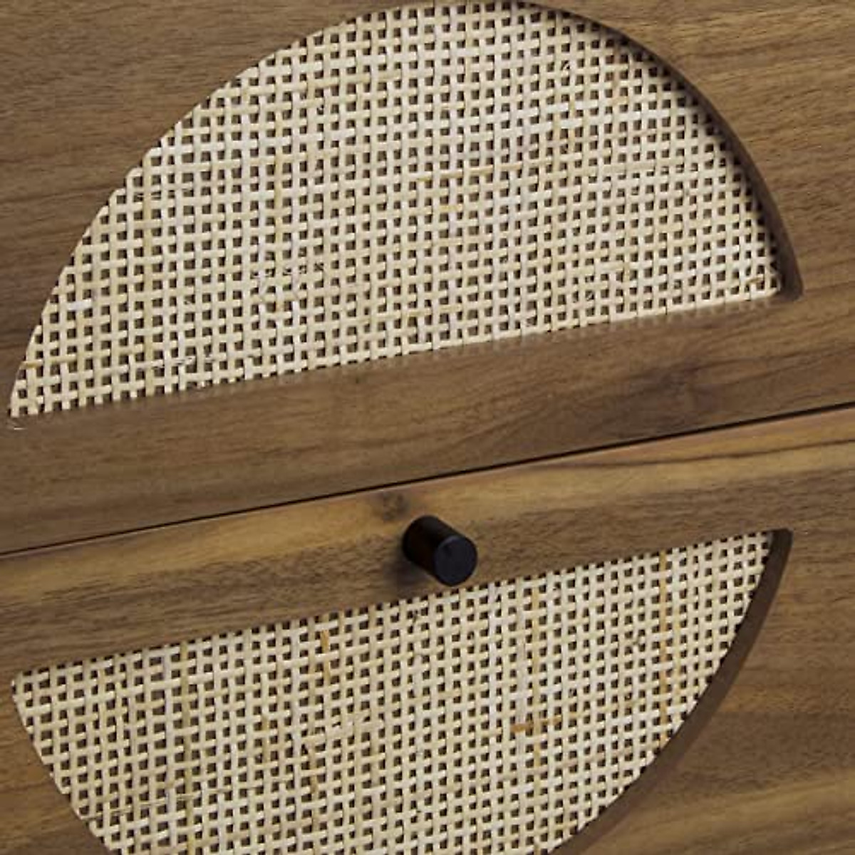 FOKWE Rustic Rattan Nightstand 2-Drawer, End Table Side Table Wooden Coffee Table with Storage and Solid Wood Legs for Living Room, Bedroom(Walnut,2 Pack), Walnut-2 Drawers-2 Packs,