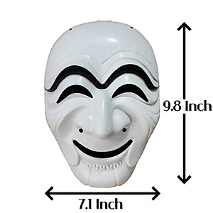 Dreamingcart Money Heist Mask Korea Hahoe Tal Plastic Mask Korean Traditional ABS Mask, White, 9.8 x 7.1 x 3.4 inches; 2.2 Ounces