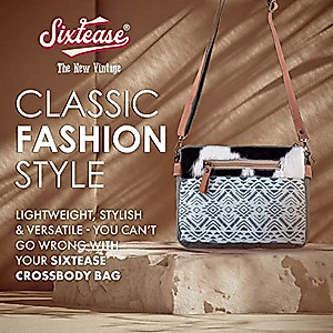 SIXTEASE Crossbody Bag for Women Vintage Style Genuine Leather, Upcycled Canvas, Rug, or Hair On - Cross Body Womens Bags with Inside Zipper Pockets - Fusion Beloved