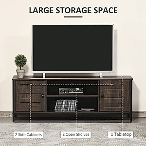 HOMCOM TV Stand for TVs up to 60", Industrial Entertainment Center Cabinet with Storage Shelves for Living Room or Bedroom, Dark Walnut