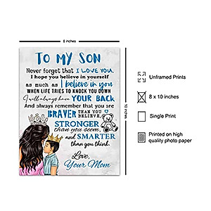 Boy Bedroom Wall Art - To My Son - Mexicans Latinx Gift from Mom Mother - Little Boys Room decoration - Baby shower Gift - Blue Nursery Decor - Kids Infant Toddler Child Family Wall Decor Poster