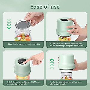 Electric Mason Jar Vacuum Sealer, Upgraded Smart Integrated Design Vacuum Sealer Kit, Auto Stop 1800mAh Rechargeable Vacuum Sealer with Regular and Wide Mouth Mason Jar Lids for Food Storage