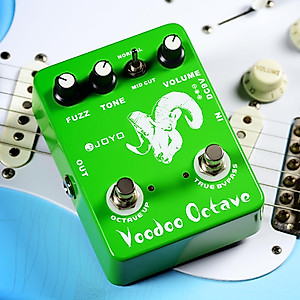 JOYO Octave Fuzz Pedal, Germanium Fuzz 60's Rock Effect - JF-12, Green White, Electric Guitar