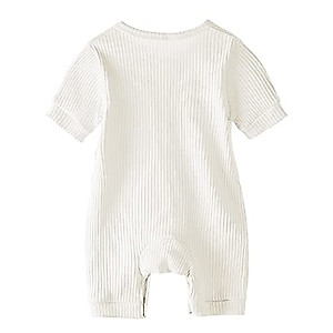 Uhnice Unisex Newborn Baby Girl Boy Clothes Summer Romper Button Bodysuit One-Piece Jumpsuit Outfits (White, 90/9-12 Months)