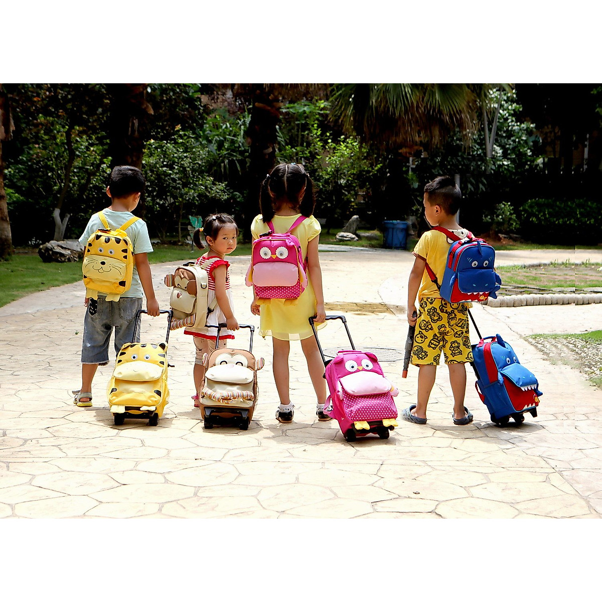 yodo Zoo 3-Way Kids Suitcase Luggage or Toddler Rolling Backpack with wheels, Medium Owl