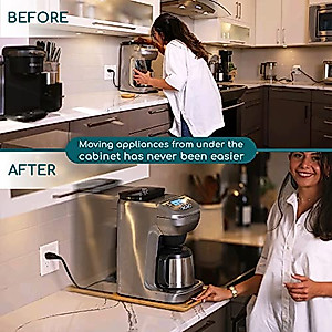 Ibyx Kitchen Appliance Slider for Counter – Bamboo Under Cabinet Sliding Tray for Coffee Maker, Air Fryer, Food Processor, Blender, Toaster – Kitchen Appliance Rolling Tray for Countertop (7.5” X 14.5”)