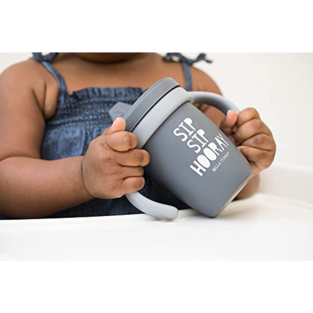 Bella Tunno Happy Sippy Cup – Transition Sippy Cups for Baby 6 Months and Older, Baby and Toddler Sippy Cups with Removable Handles and Non-Toxic, BPA Free Silicone, Sip Sip Hooray, 8 oz