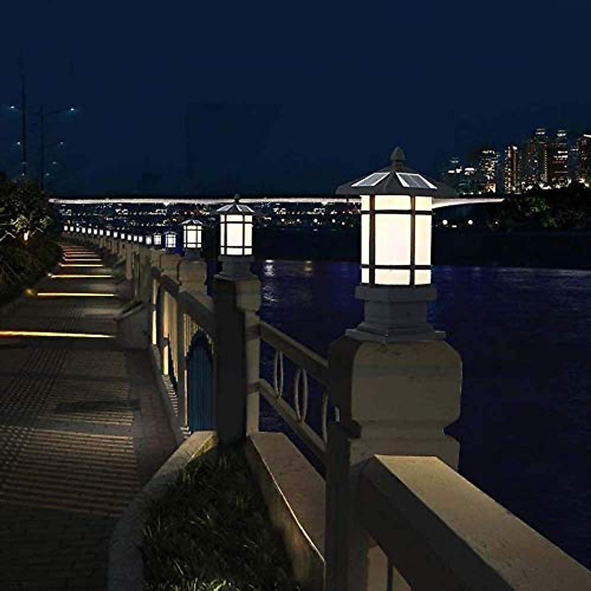 Mopoq Solar Led Outdoor Waterproof Lawn Light, Home Garden Light Outdoor Garden Villa Garden Fence Post Light, Die-cast Aluminum Anti-Rust Door Post Light 151840cm