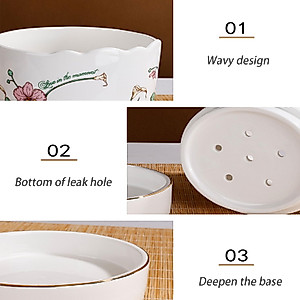 Dxcaicc Utensil Holder,Drainer Ceramic Cooking Utensil Holder,Ceramic Kitchen Utensil Holder for Countertop,Large Ceramic Stable Utensil Caddy,Cooking Utensils Holder for Kitchen